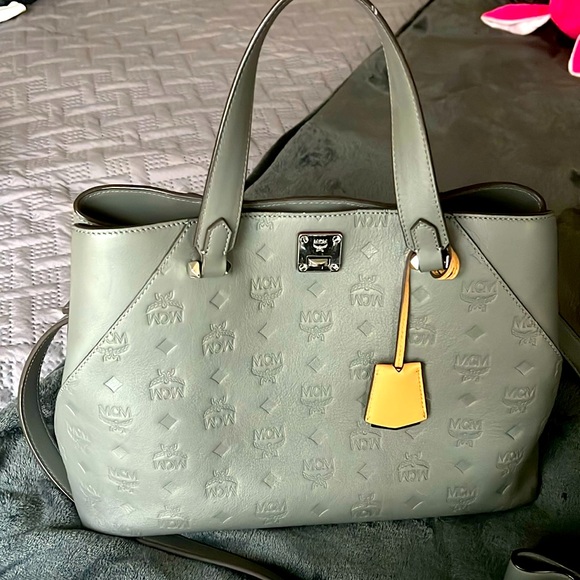 MCM | Bags | Mcm Gray Top Handle Shoulder Bag With Strap Included Great ...